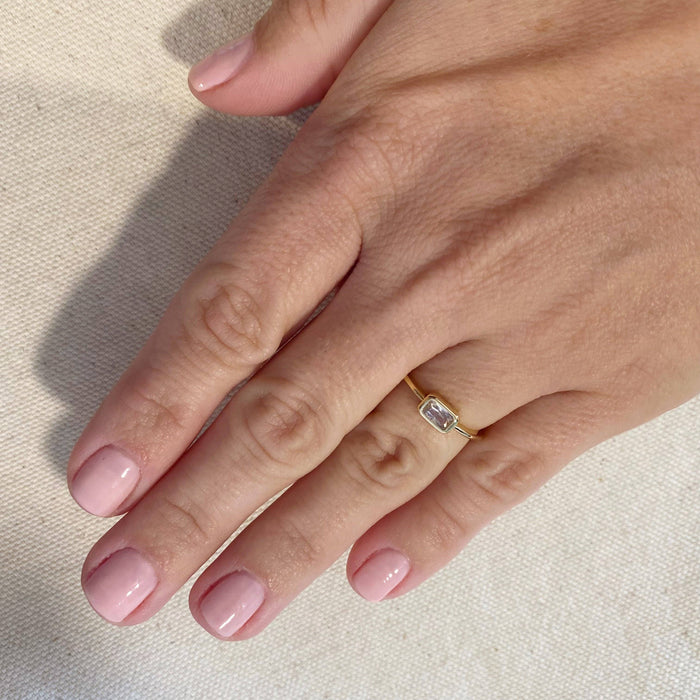 18k Gold Filled Rectangle Solitaire Ring — Blackwater
