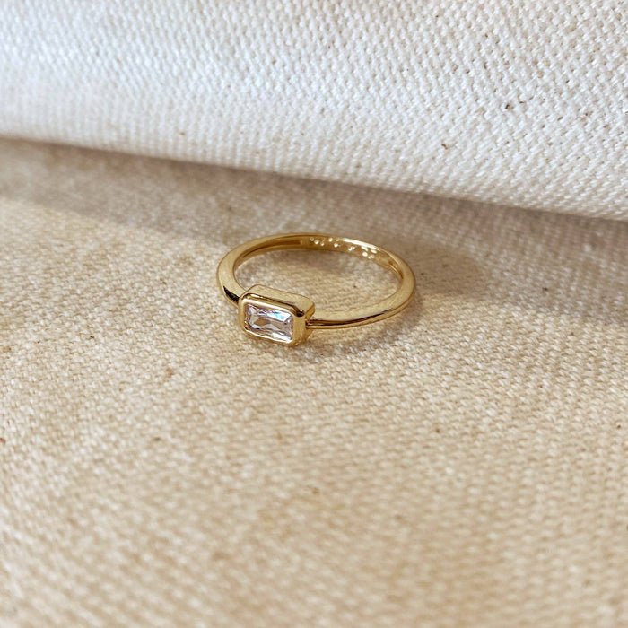 18k Gold Filled Rectangle Solitaire Ring — Blackwater