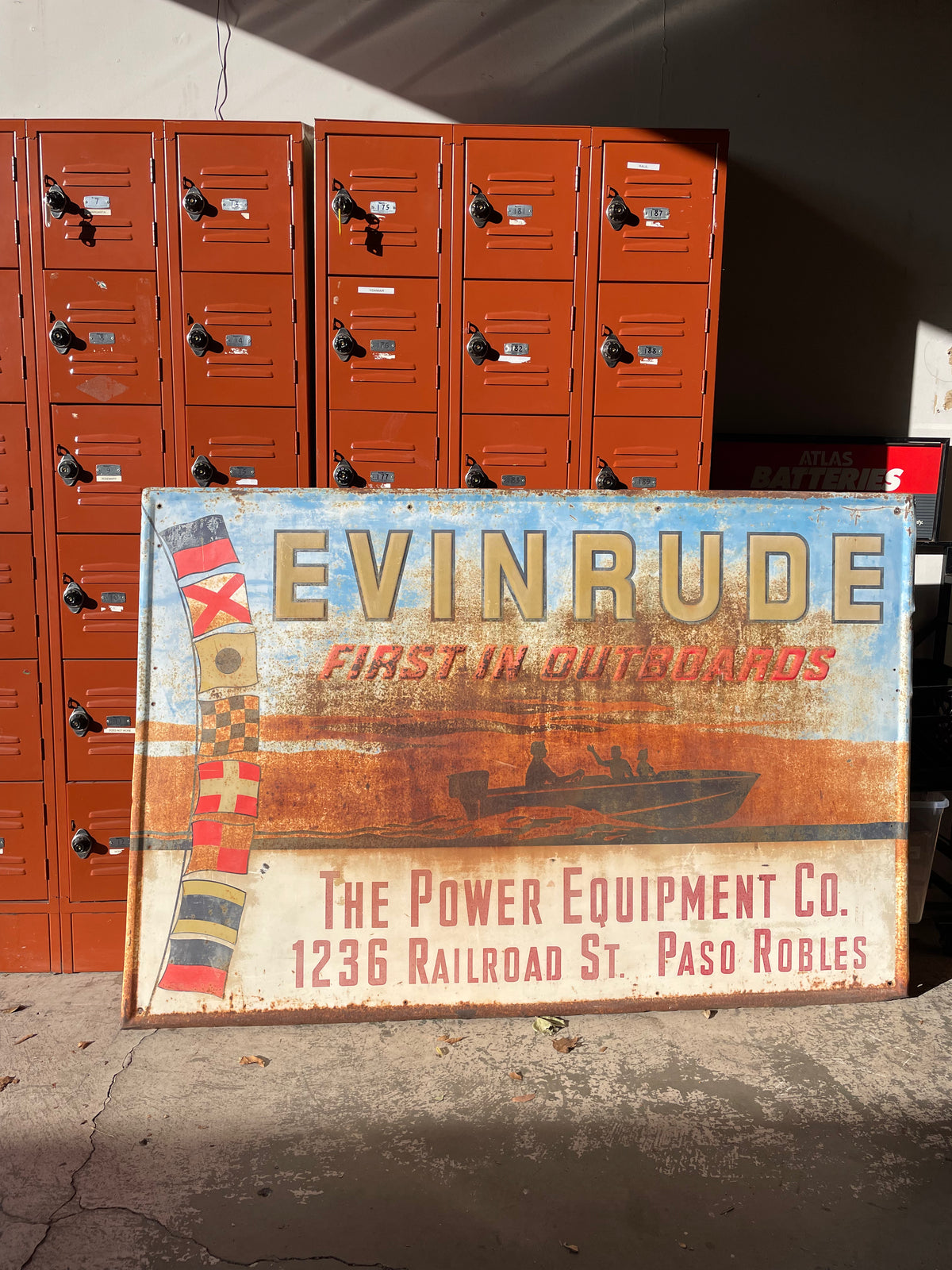 Antique Orginal Evinrude Sign "First In Outboards" Paso Robles Adverti ...